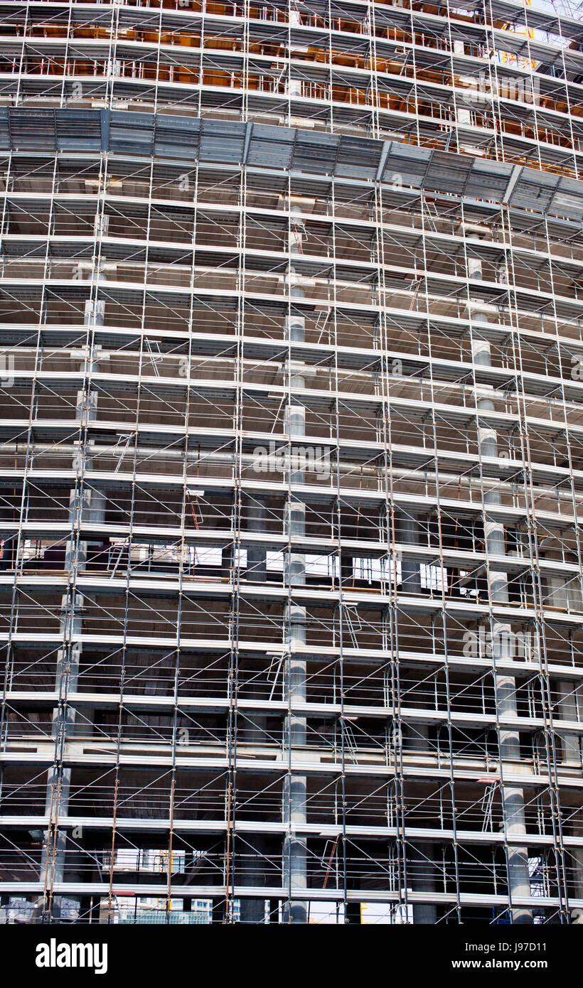 scaffold, scaffolding, working, building, construction, blue, house ...