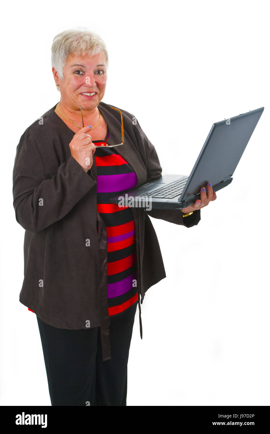 senior with laptop Stock Photo - Alamy