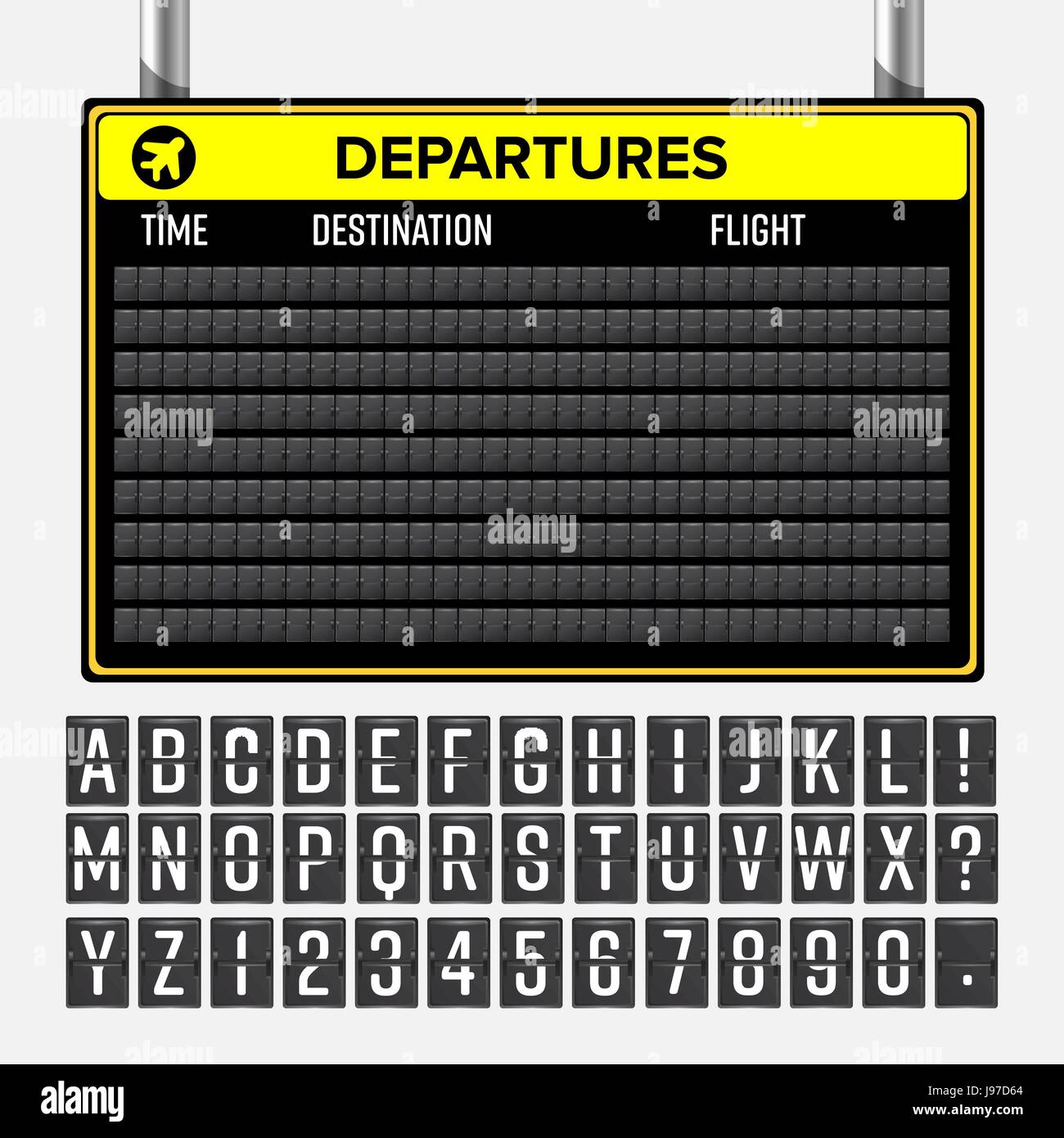 Airport Board Vector. Mechanical Timetable Information Alphabet. Aalog ...