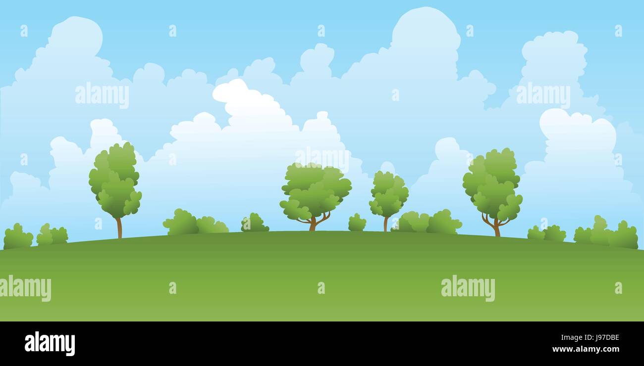 Green hill trees grass Stock Vector Images - Alamy
