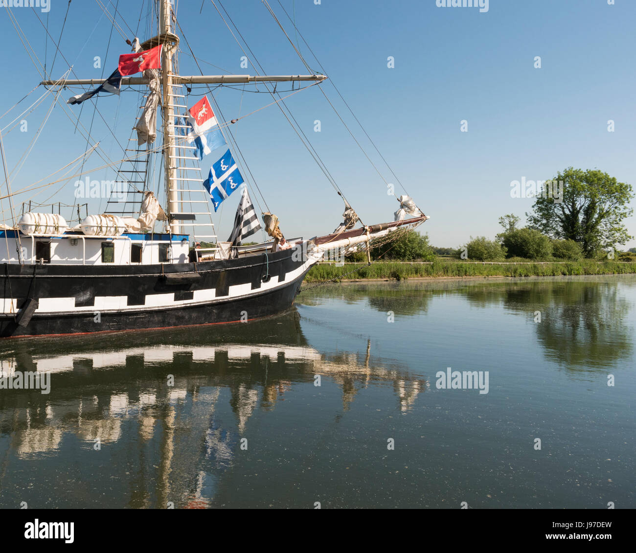 Tall Ship on the Sharpness Canal in Gloucestershire Stock Photo - Alamy