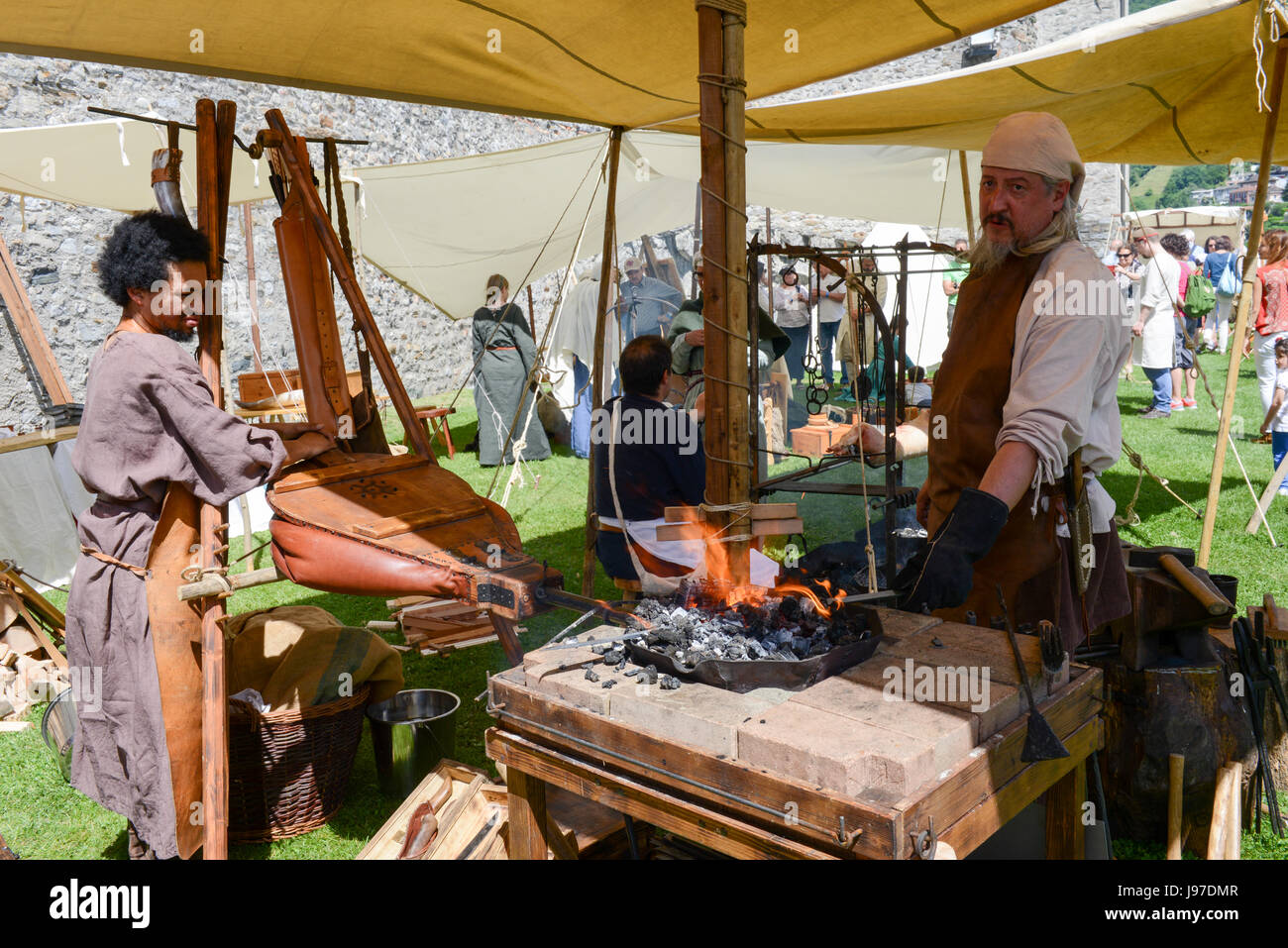 Bellinzona, Switzerland - 21 May 2017: Blacksmith who is forging a ...