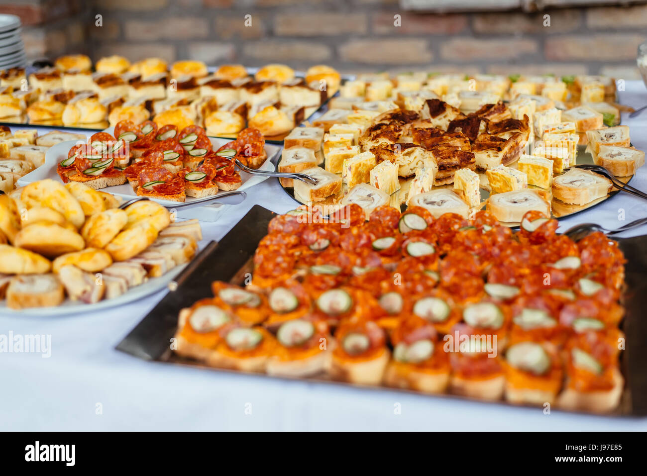 Close up view at canape set table Stock Photo - Alamy