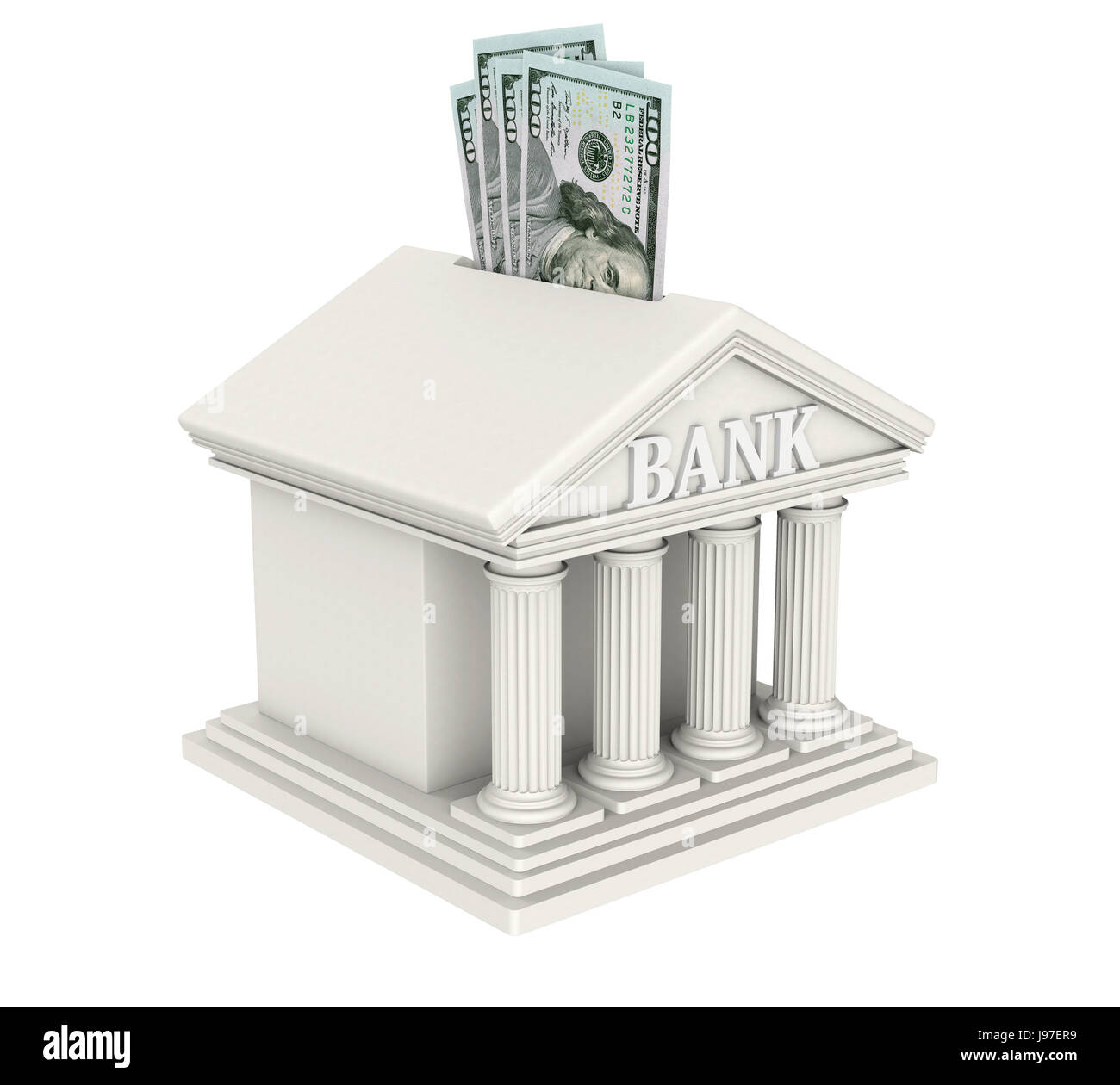 Bank Building with Money Isolated Stock Photo - Alamy