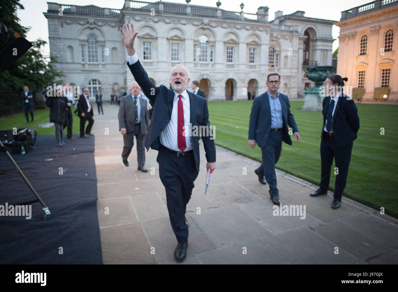 Labour leader Jeremy Corbyn waves to supporters after taking part in ...