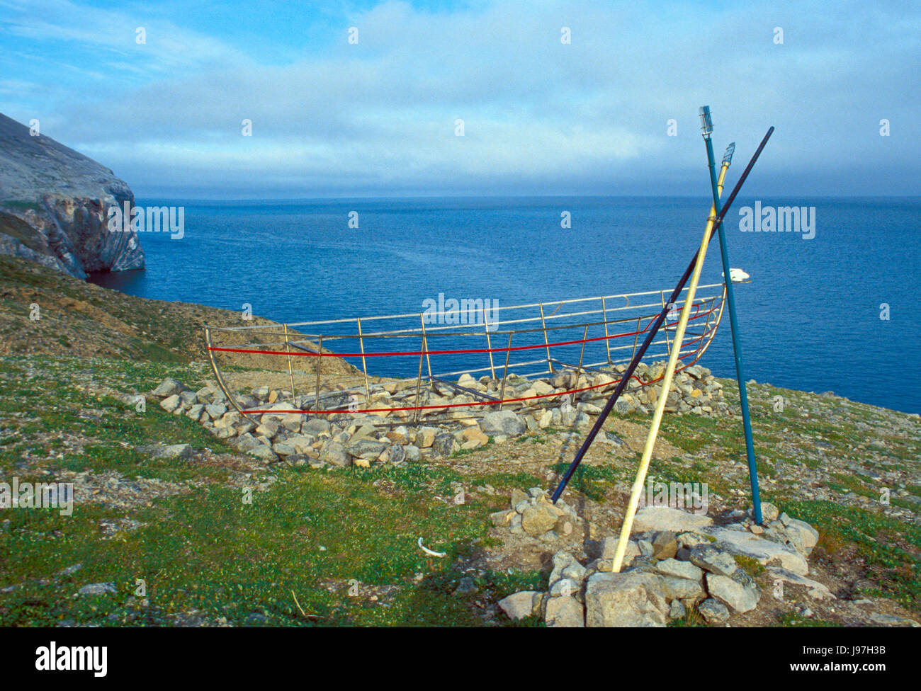 Monument to traditional walrus hunters at Cape Dezhnev, Russian Far ...
