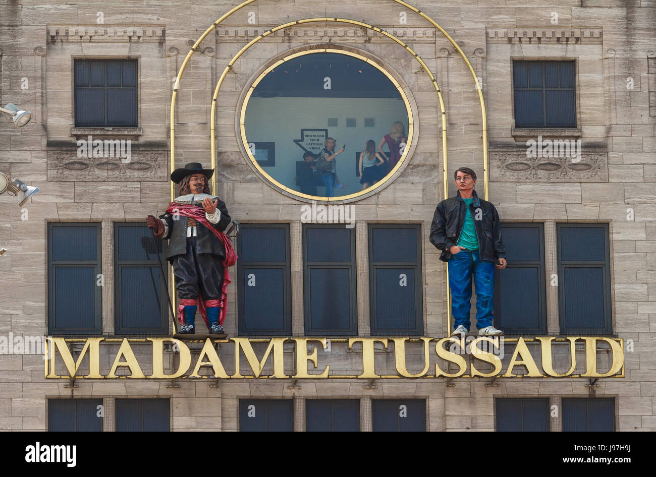 The sign of Madame Tussaud wax museum in Amsterdam, Netherlands Stock ...