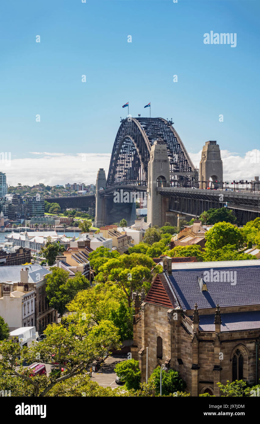Australia, New South Wales, Sydney, Cityscape and bridge over harbor ...