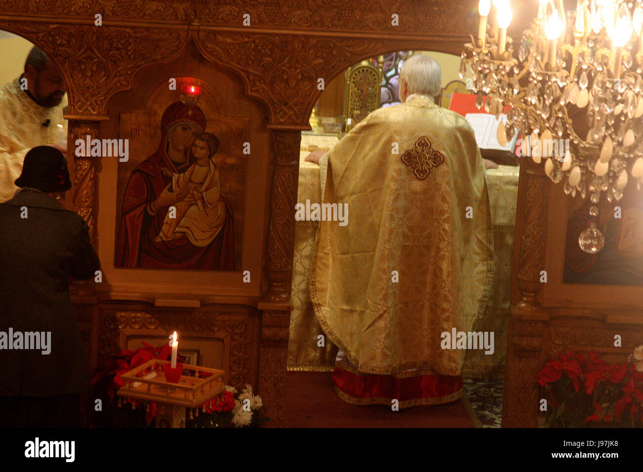 Sunday service at Eastern Orthodox church in Romania Stock Photo - Alamy