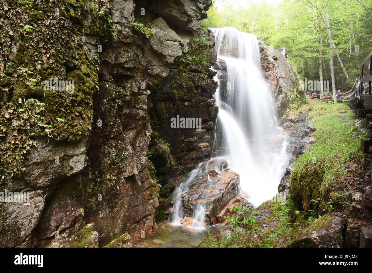 Waterfall just outside of Flume Gorge with extended shutter speed Stock ...