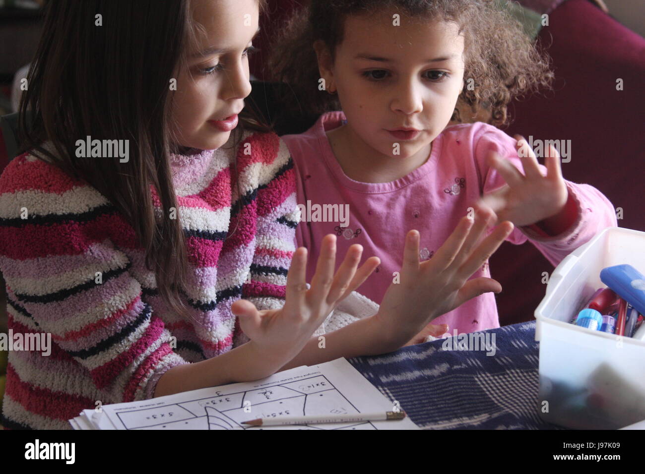 Girl child count counting on fingers hi-res stock photography and ...