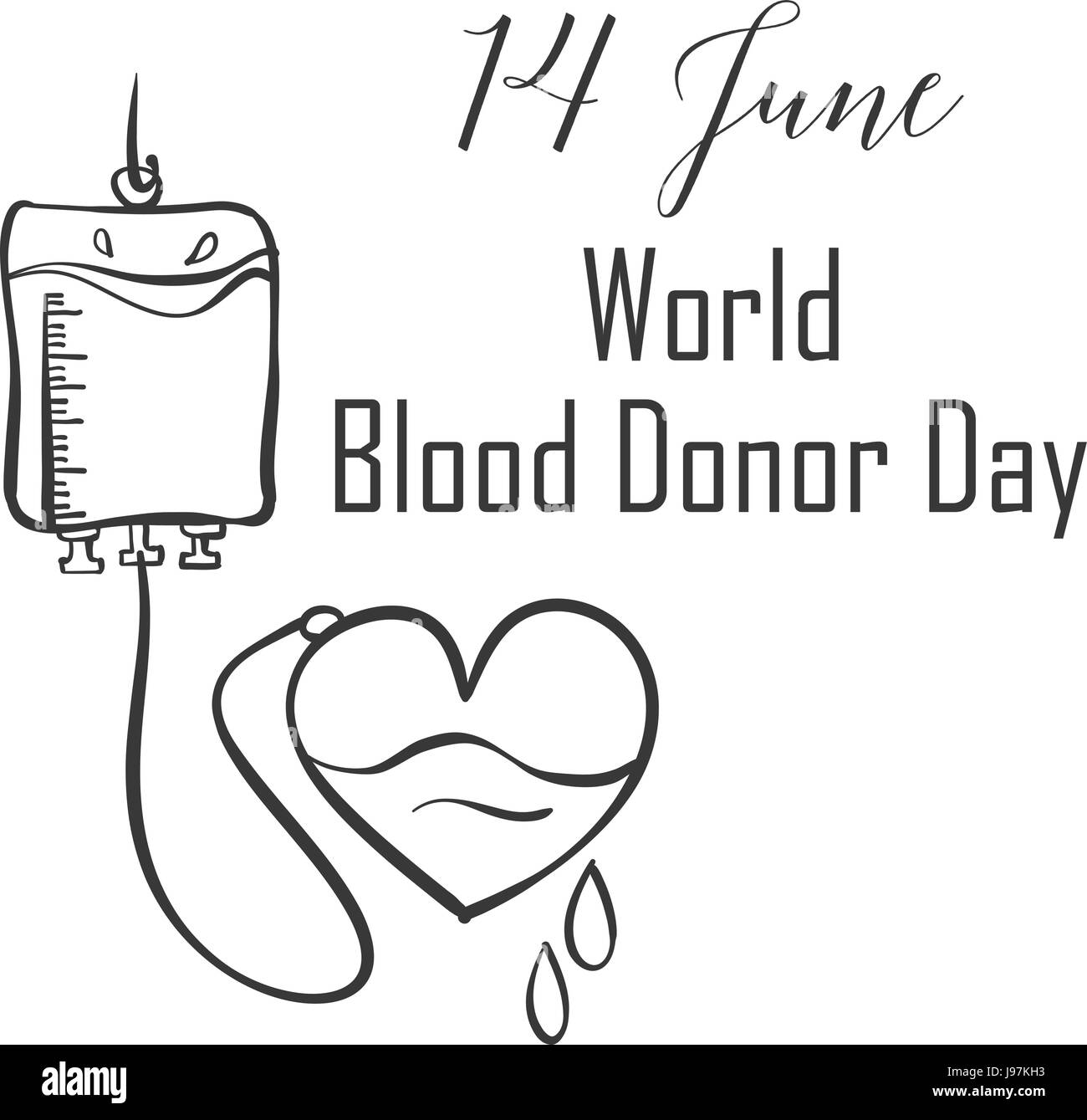 Hand draw blood donor day style Stock Vector Image & Art - Alamy