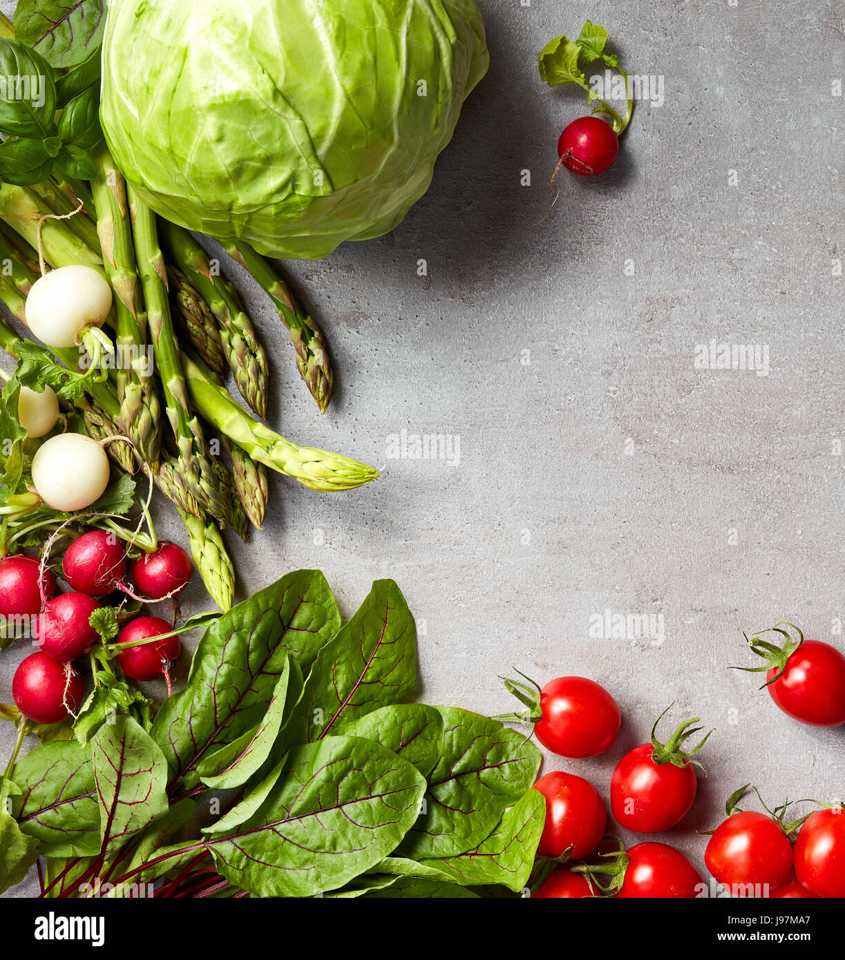 various fresh vegetables, top view Stock Photo - Alamy