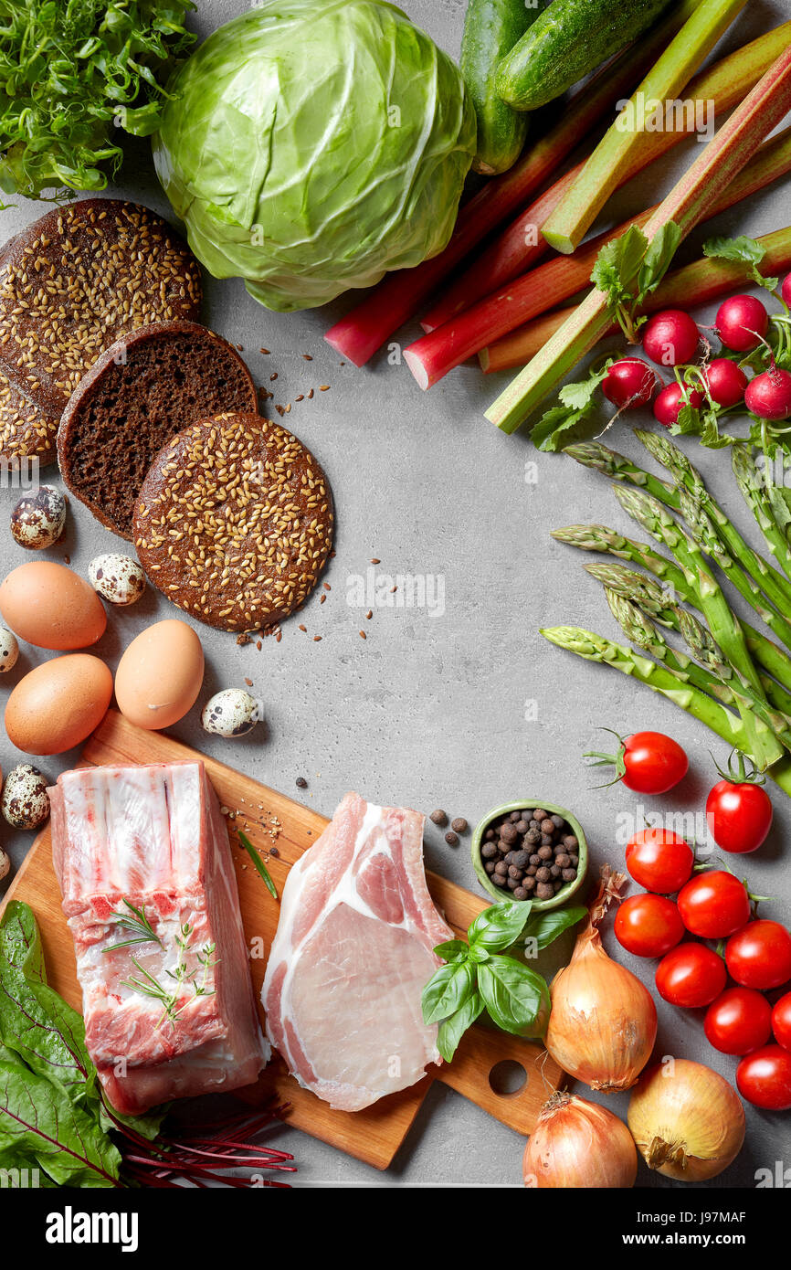 various fresh products, top view Stock Photo - Alamy