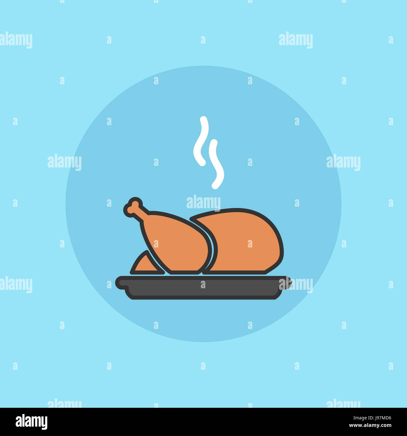 Fried chicken simple flat vector illustration icon Stock Vector Image ...