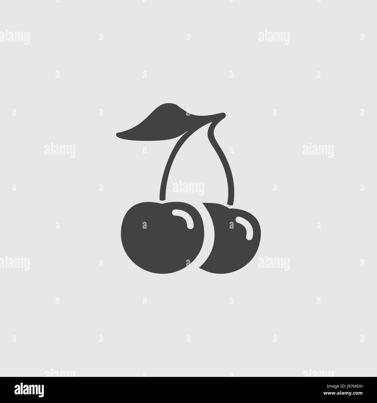 Cherry twin, vector sign flat illustration icon Stock Vector Image ...