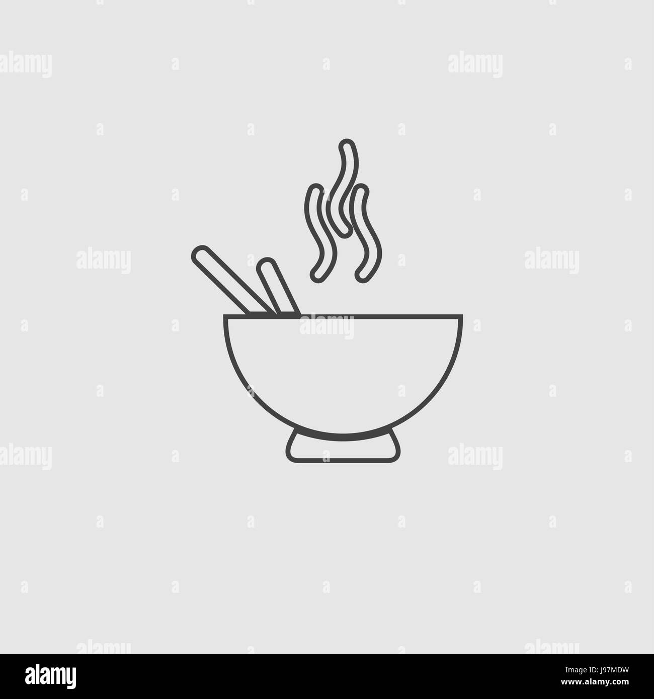 Noodles plate, vector sign flat illustration icon Stock Vector Image ...