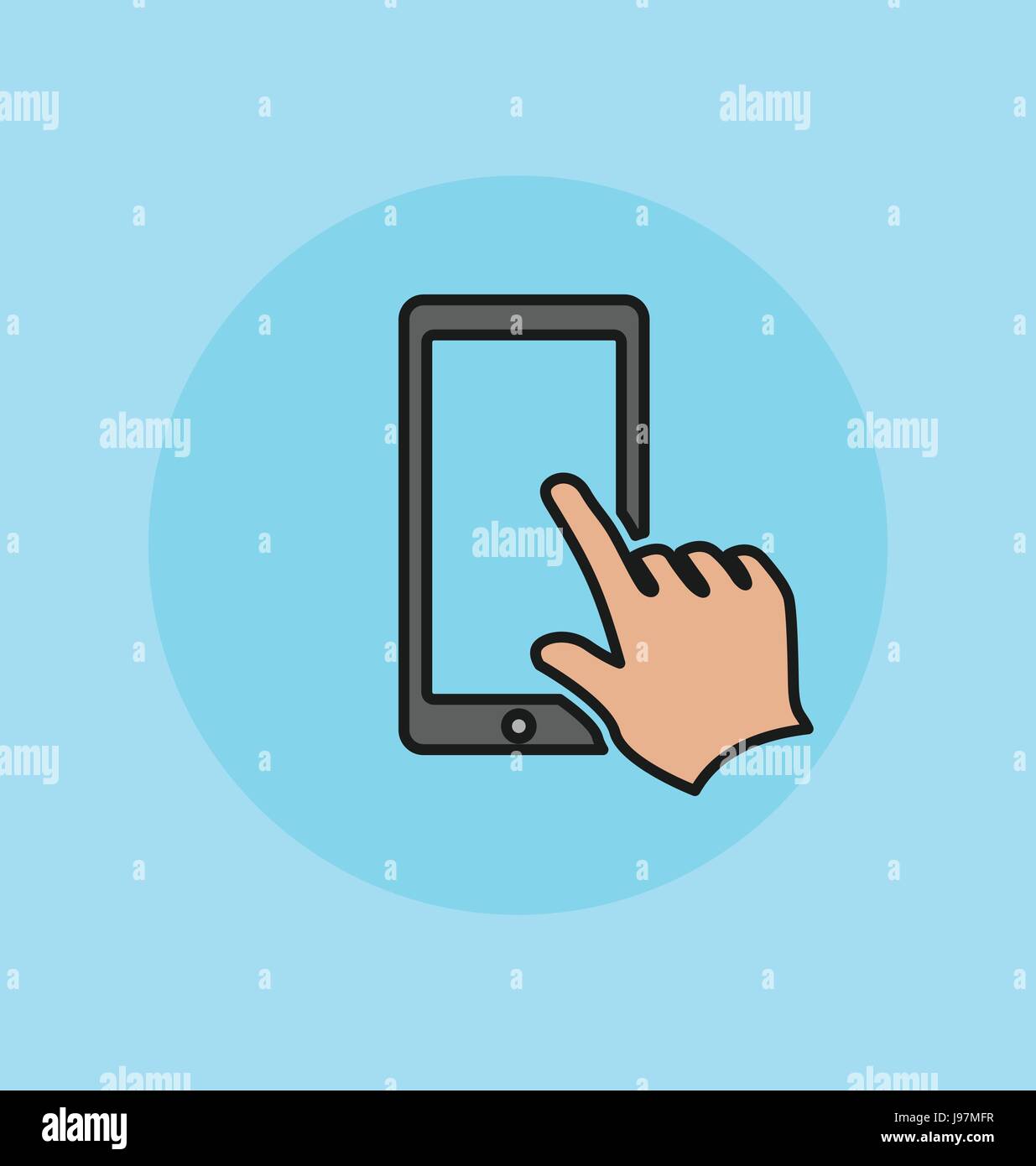 Finger touching smartphone screen icon Stock Vector Image & Art - Alamy