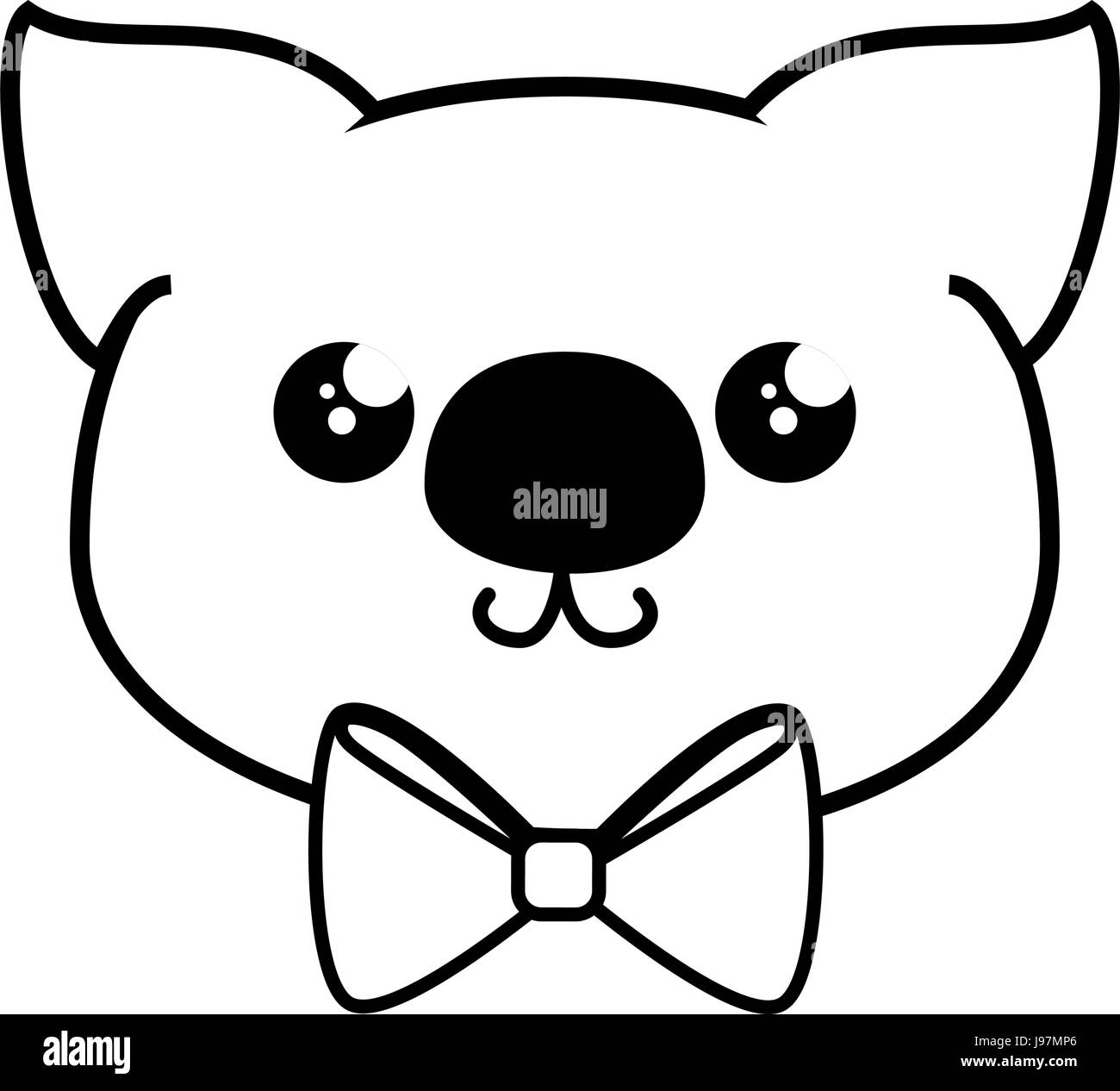 Cute kawaii head cartoon Black and White Stock Photos & Images - Alamy