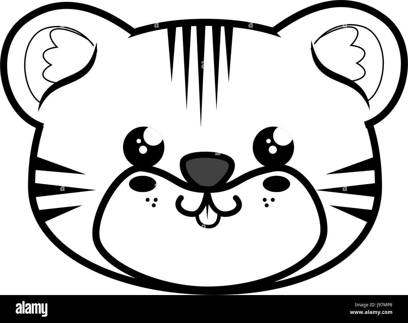 Cute kawaii head cartoon Black and White Stock Photos & Images - Alamy