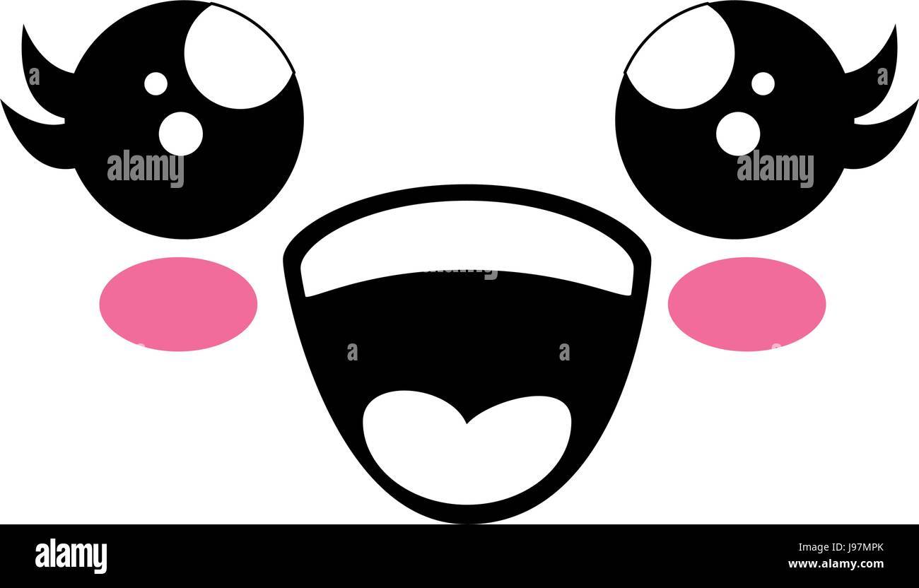 Cute kawaii cartoon face Stock Vector Image & Art - Alamy
