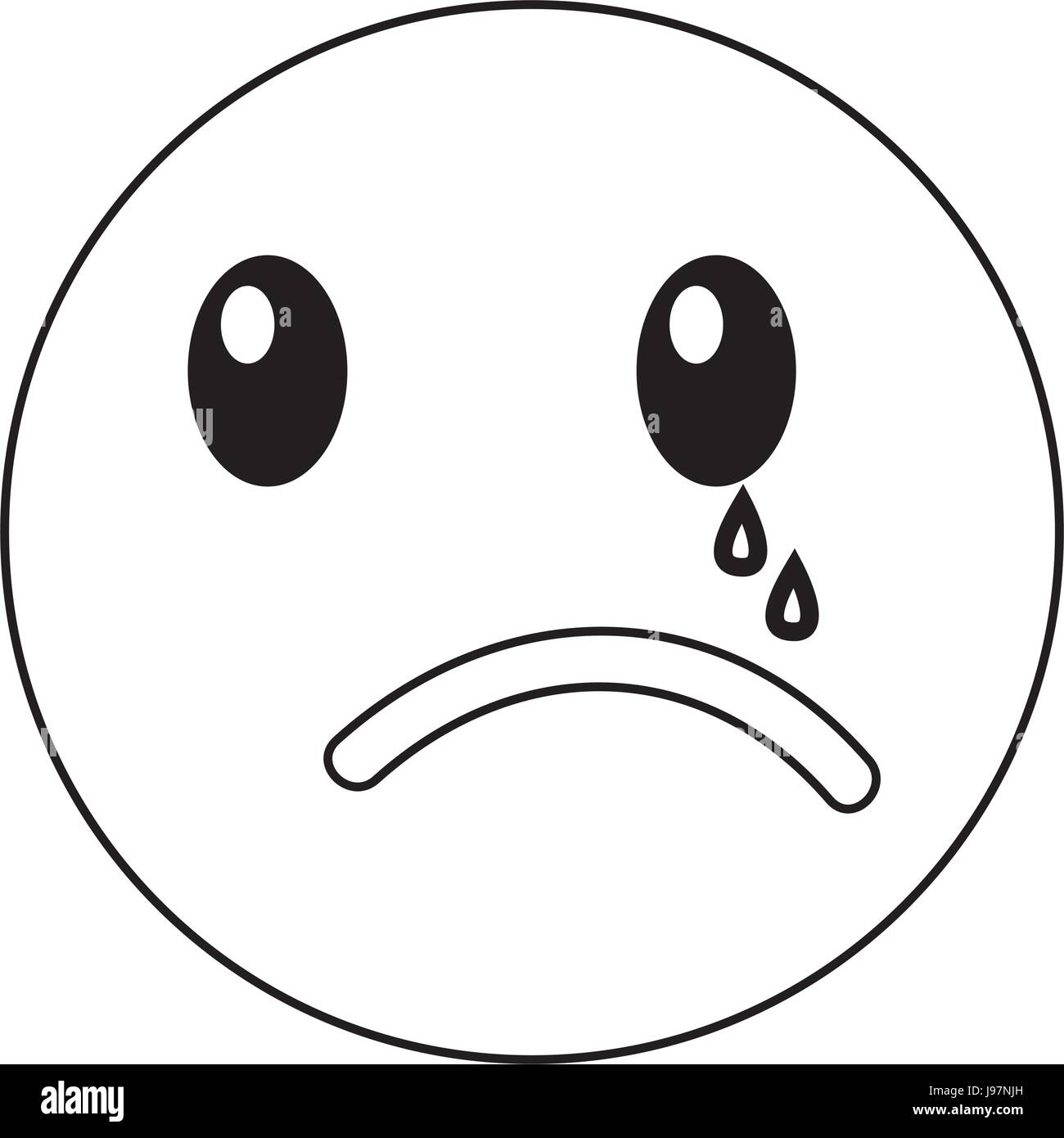 crying emoticon face kawaii style Stock Vector Image & Art - Alamy