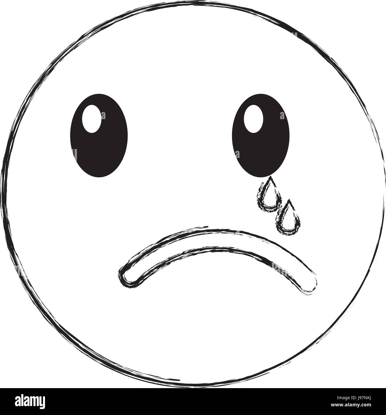 crying emoticon face kawaii style Stock Vector Image & Art - Alamy