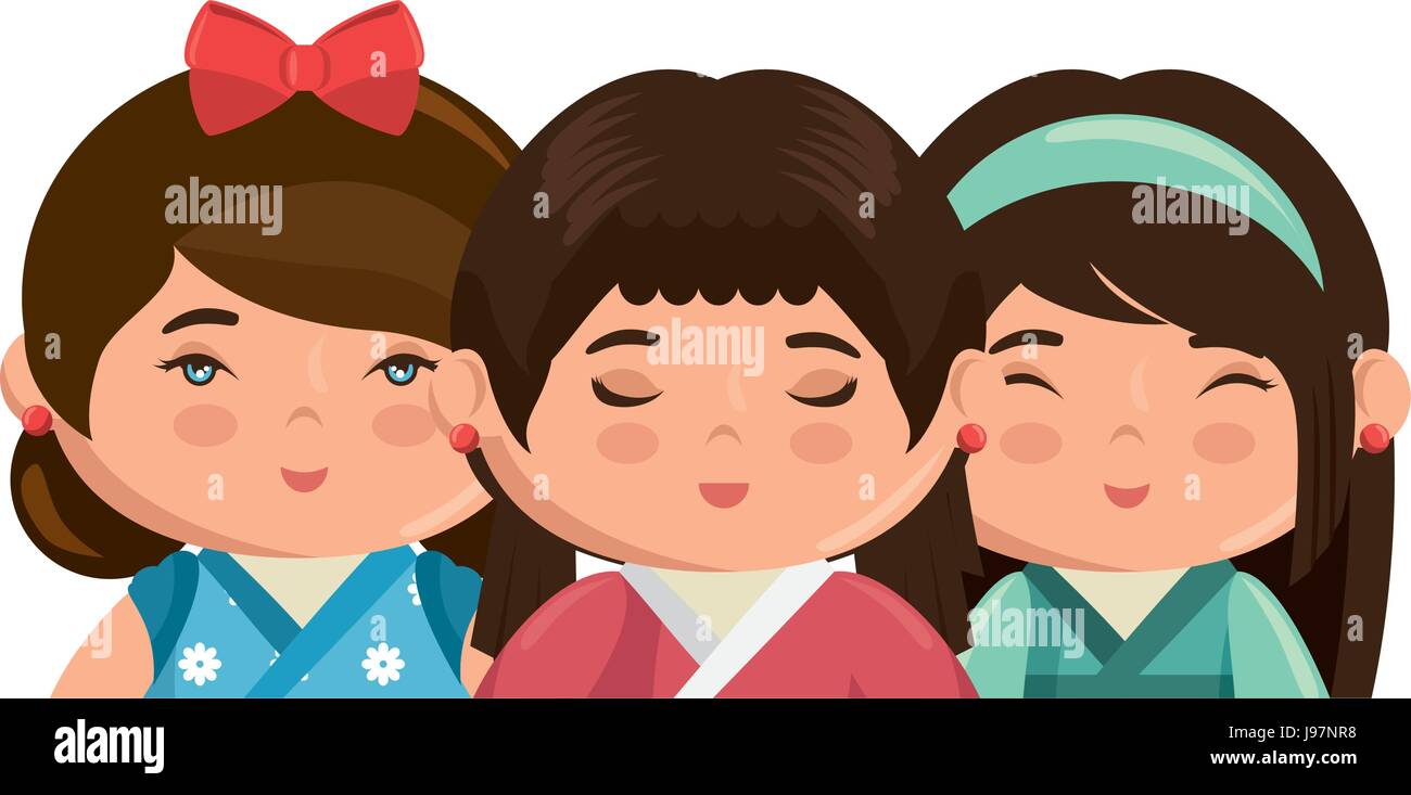 Cute japanese girls cartoon Stock Vector Image & Art - Alamy