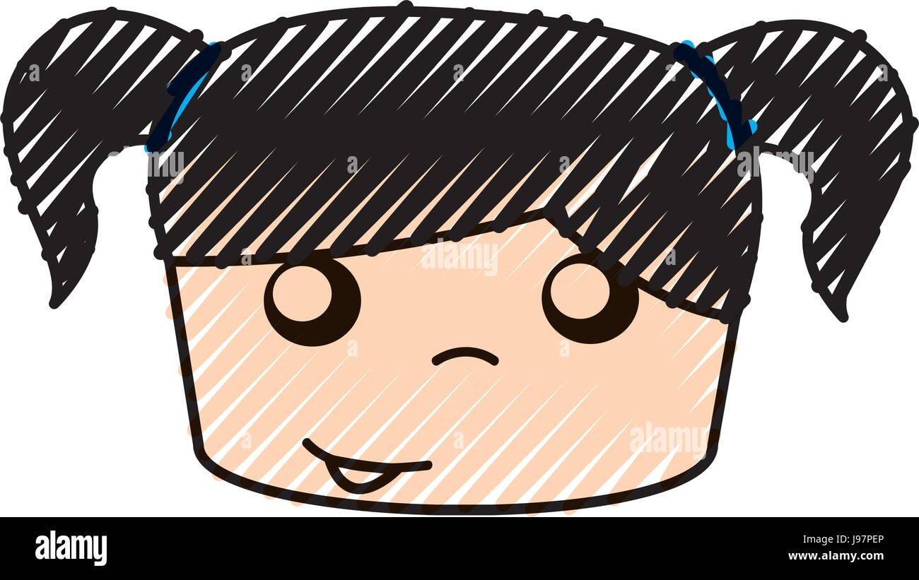 cute girl head drawing character Stock Vector Image & Art - Alamy