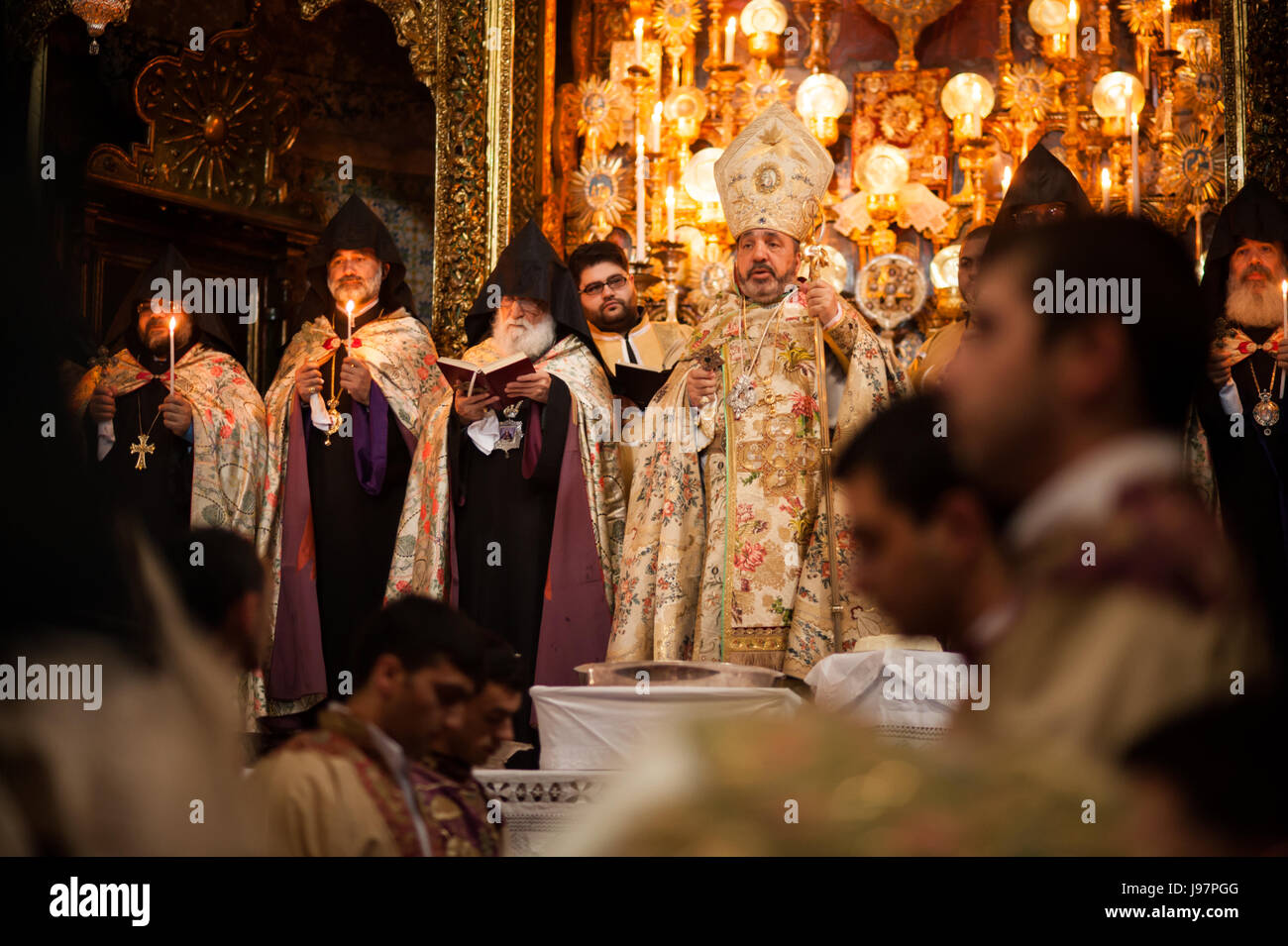 Armenian Patriarch of Jerusalem, Nourhan Manougian, leads a special ...
