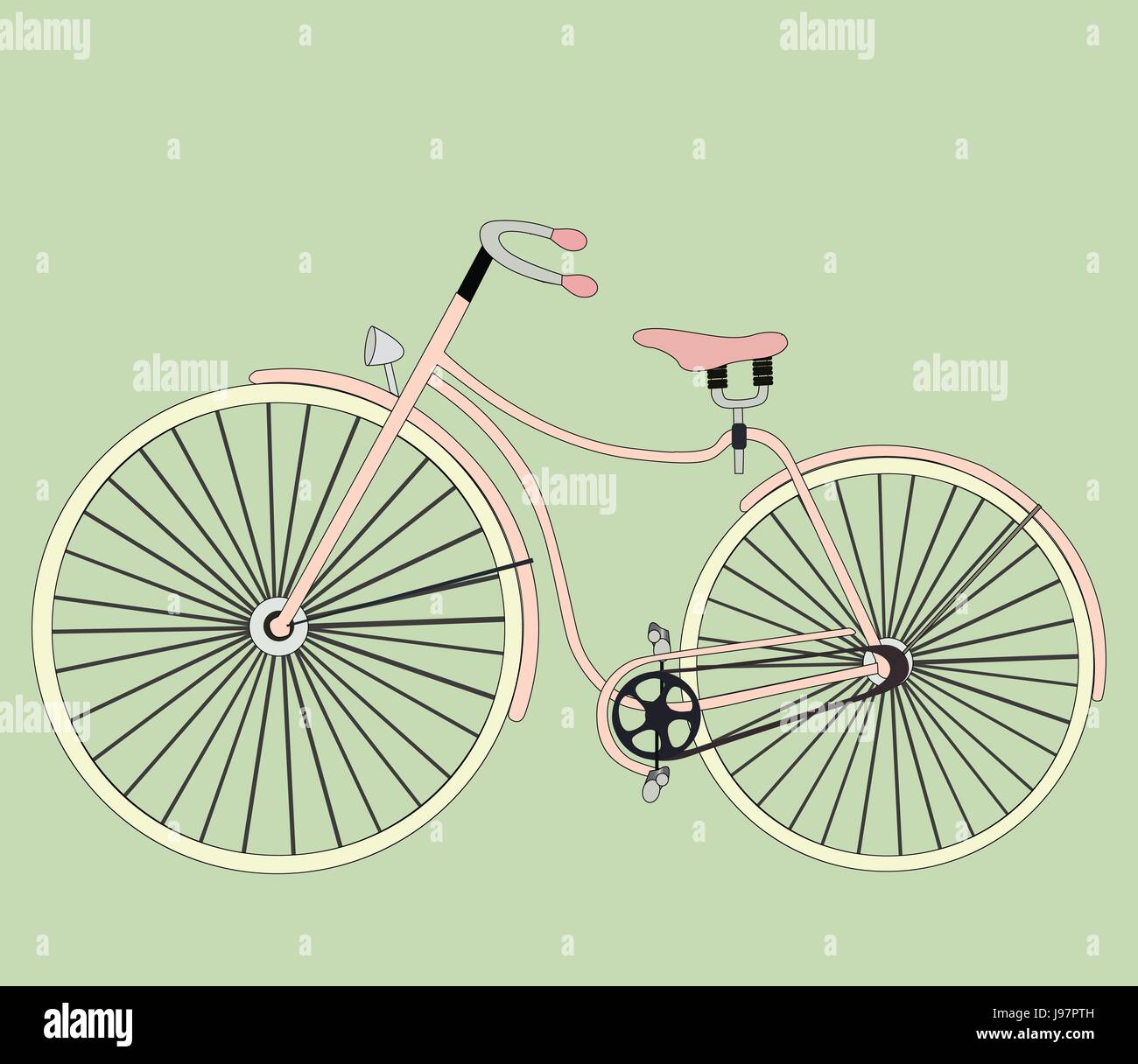 Retro vector female bike. Vintage bicycle isolated on white background ...