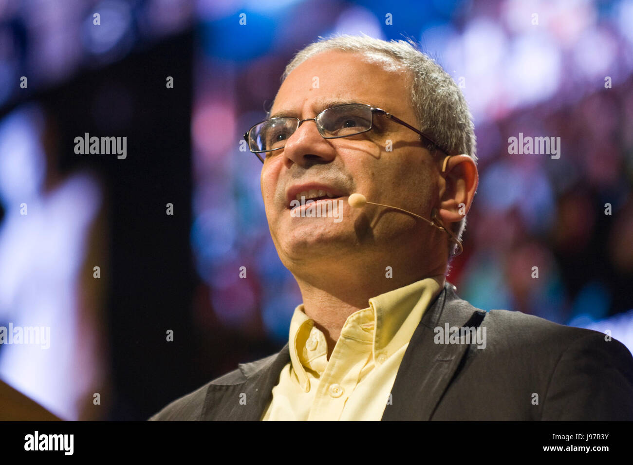 Kevin N Laland evolutionary biologist speaking on stage at Hay Festival ...