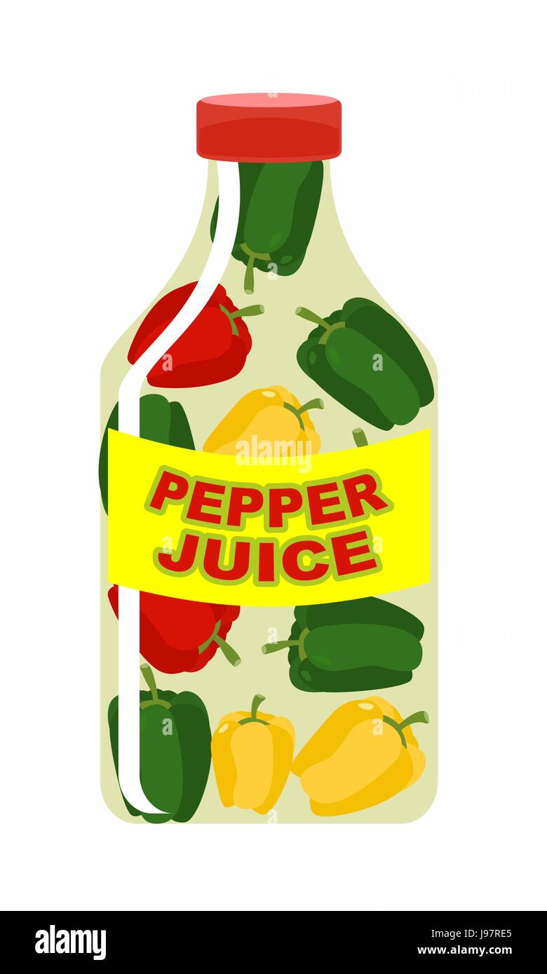 Pepper juice. Juice from fresh vegetables. Colored peppers in a ...