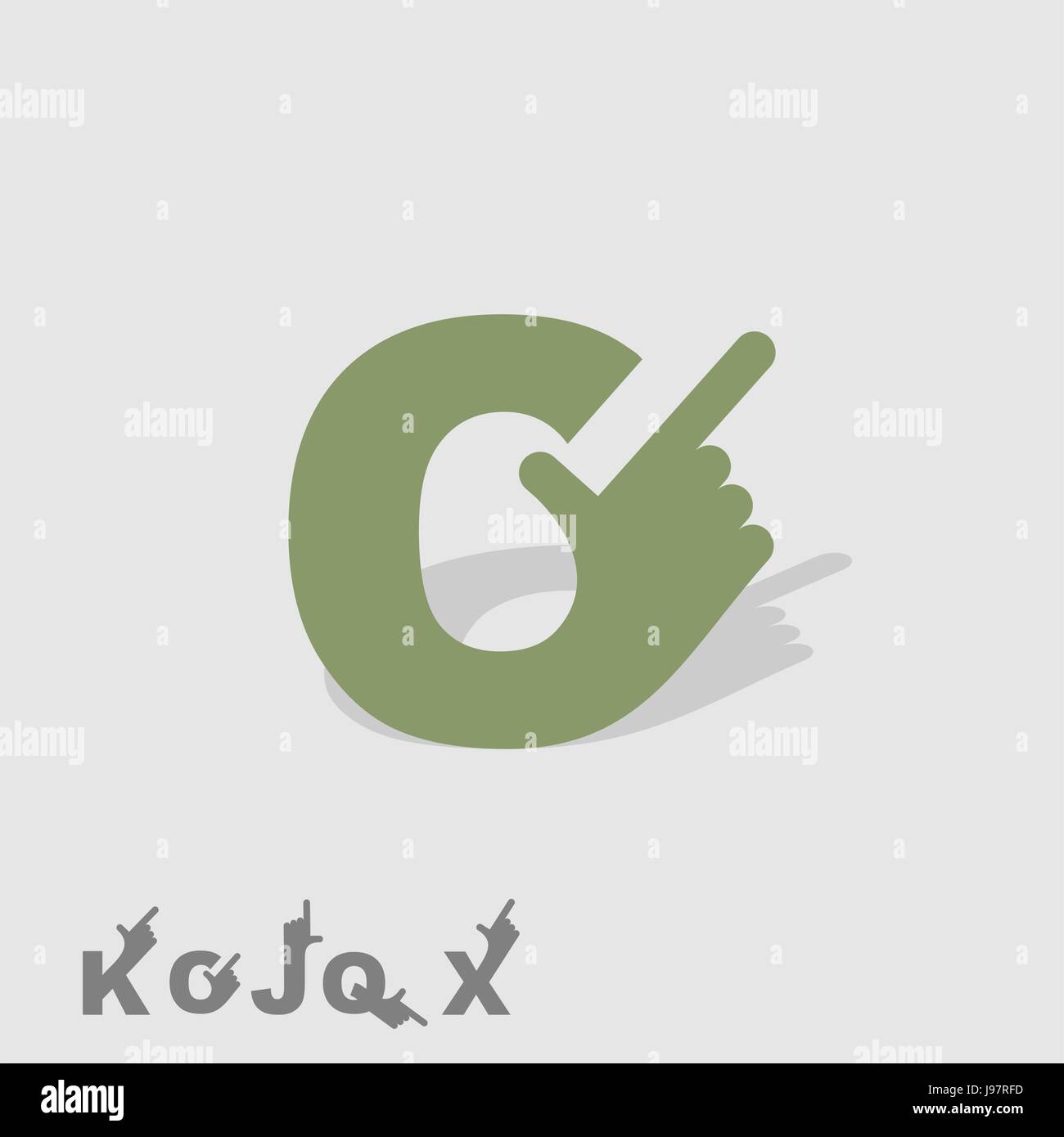 Letter C. Logo letters with a hand. Finger pointing. Letter of alphabet ...