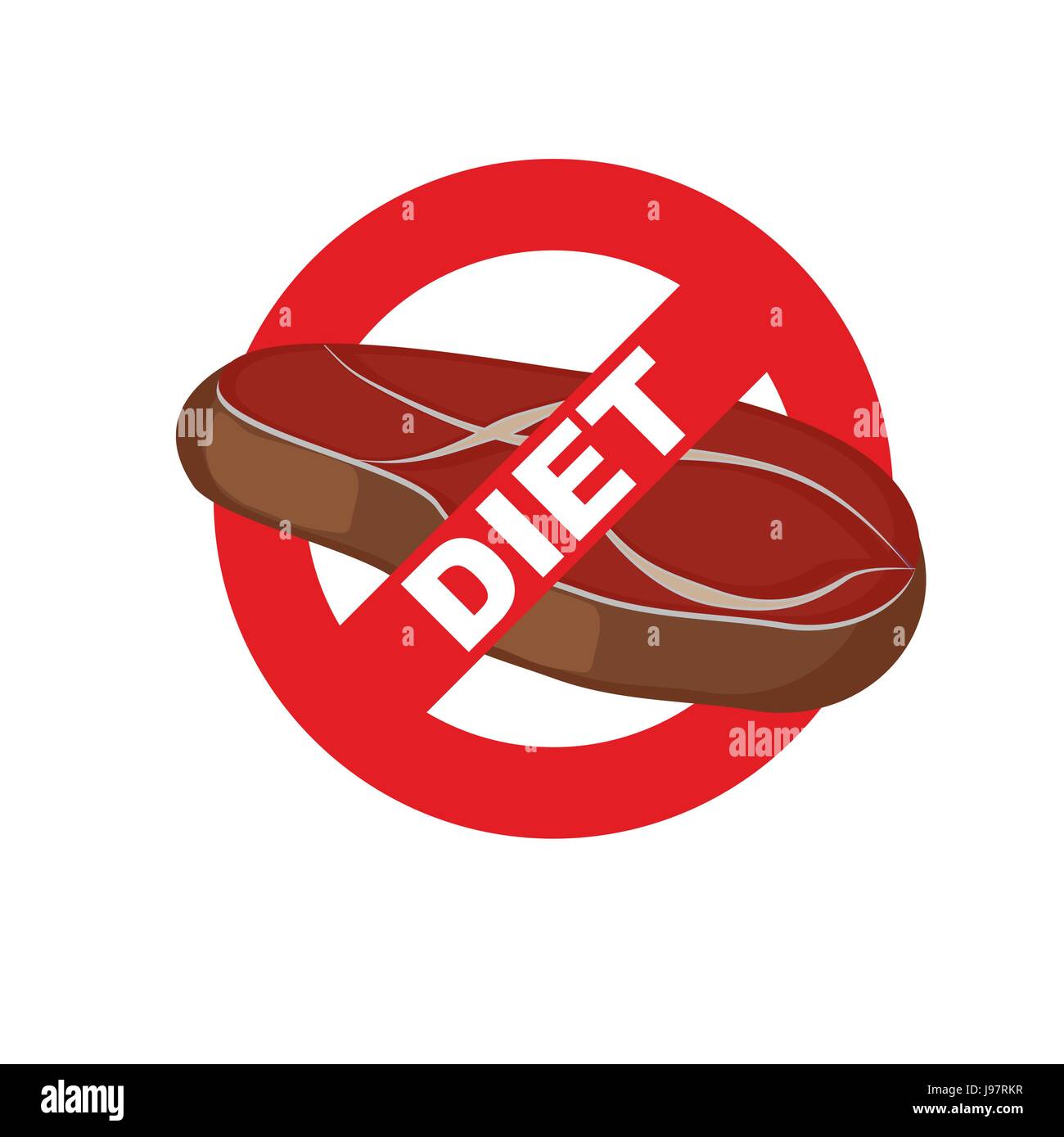 Stop meat. Banning food mark. Steak. Logo for diet. Vector illustration ...