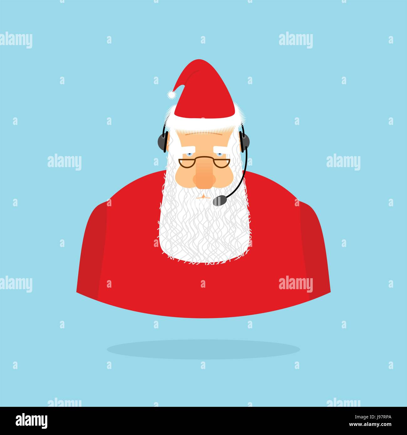 Christmas Call Center. Santa Claus and headset. Santa responds to phone ...