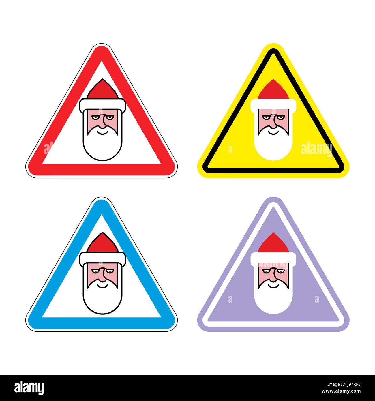 Attention Santa Claus. Warning sign Santa. Color label for Christmas ...