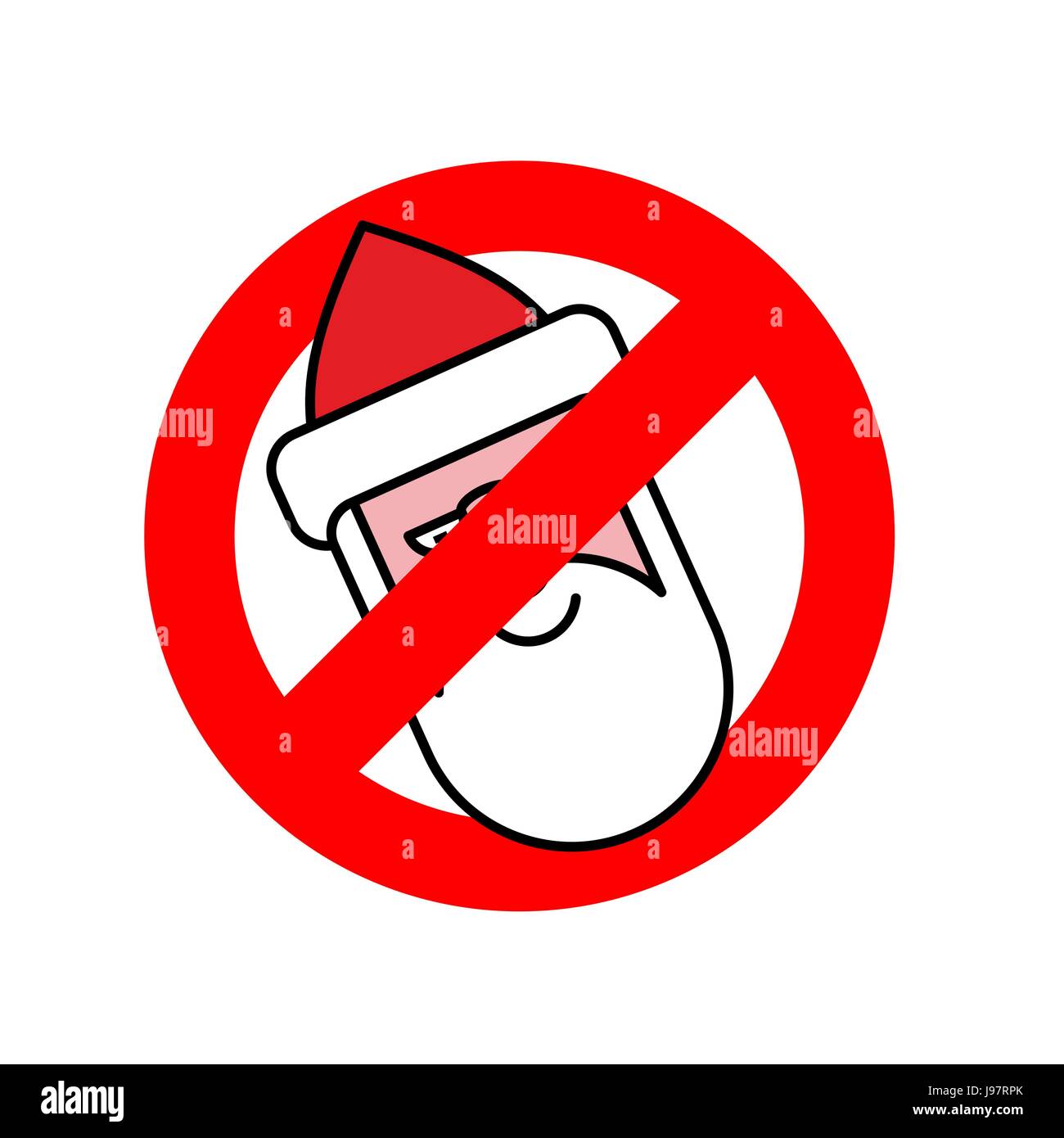 Stop Santa Claus. Ban for Christmas. Ban for Santa with beard. Red ...