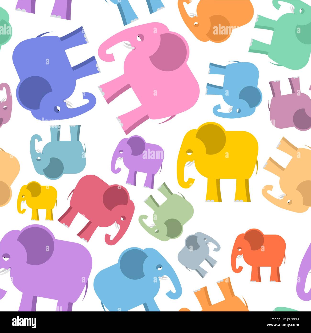 Colored elephant seamless pattern. Cute animals background. Beasts of ...
