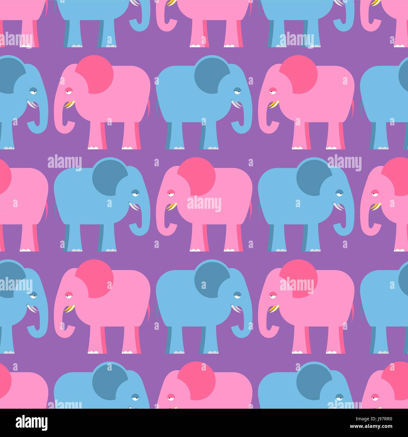 Elephants seamless pattern. Blue and pink animals of jungle. Cute ...