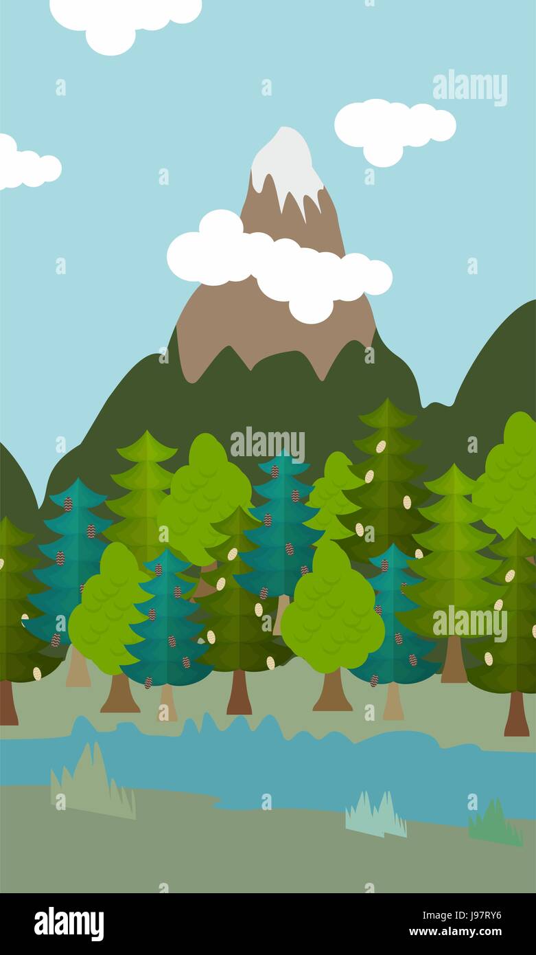 natural landscape cartoon background vector illustration Stock Vector ...