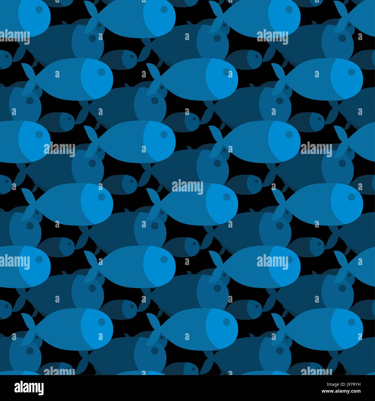 Fish seamless pattern. 3d Ocean animals background. Blue fish in Marine ...