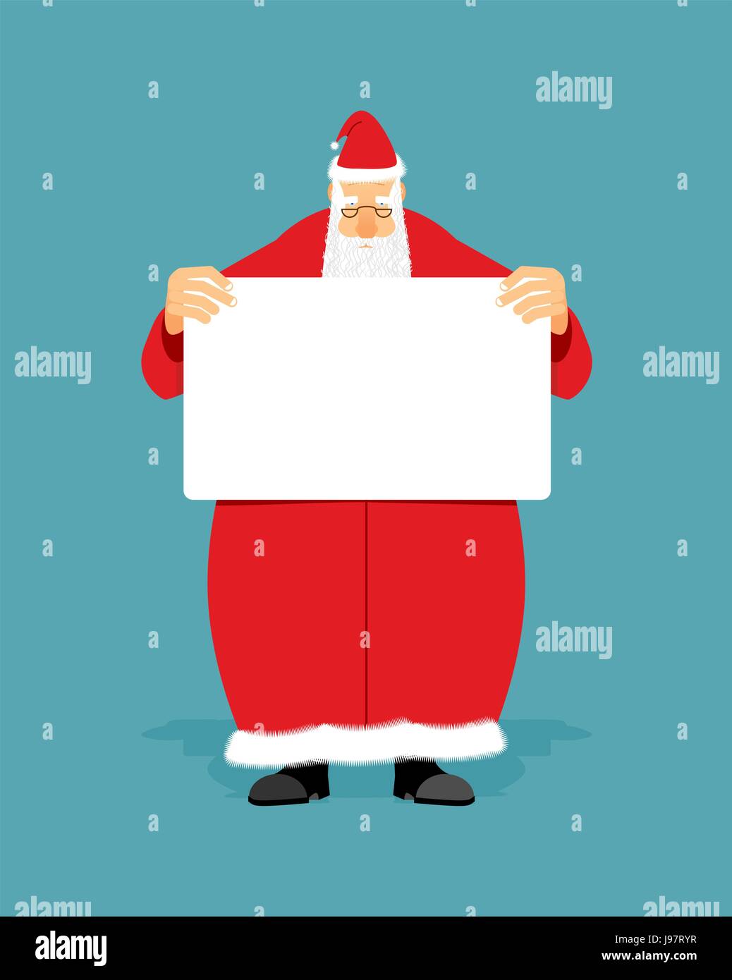 Good Santa Claus holding blank sign with space for text. Christmas man ...