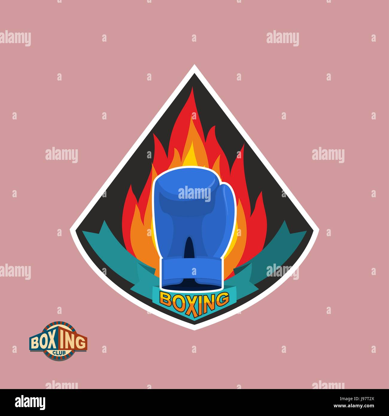 Boxing labels. Boxing gloves emblem Club Stock Vector Image & Art - Alamy