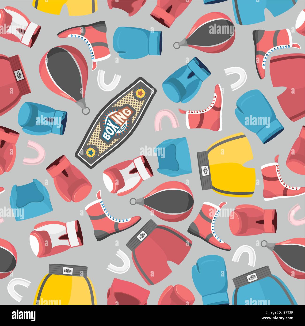 Boxing objects Seamless Pattern background. Gloves and helmet. Sport ...