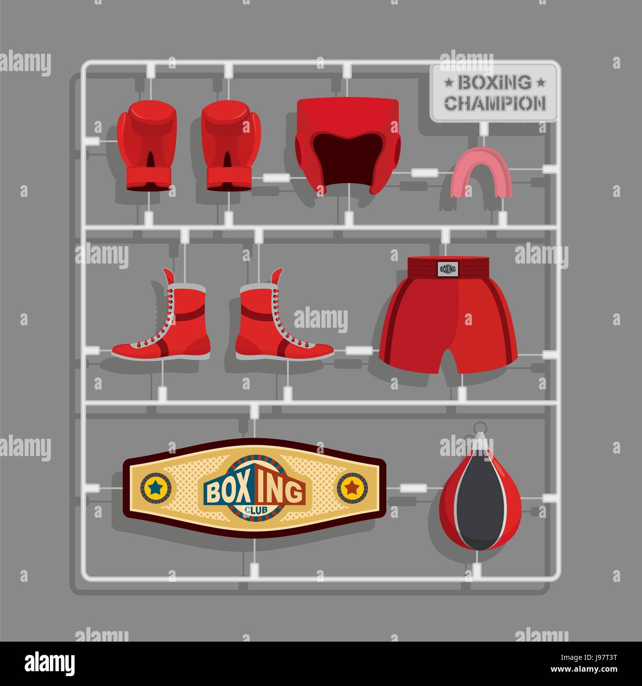 Boxing champion Plastic model kits. Training and Competition. Vector ...