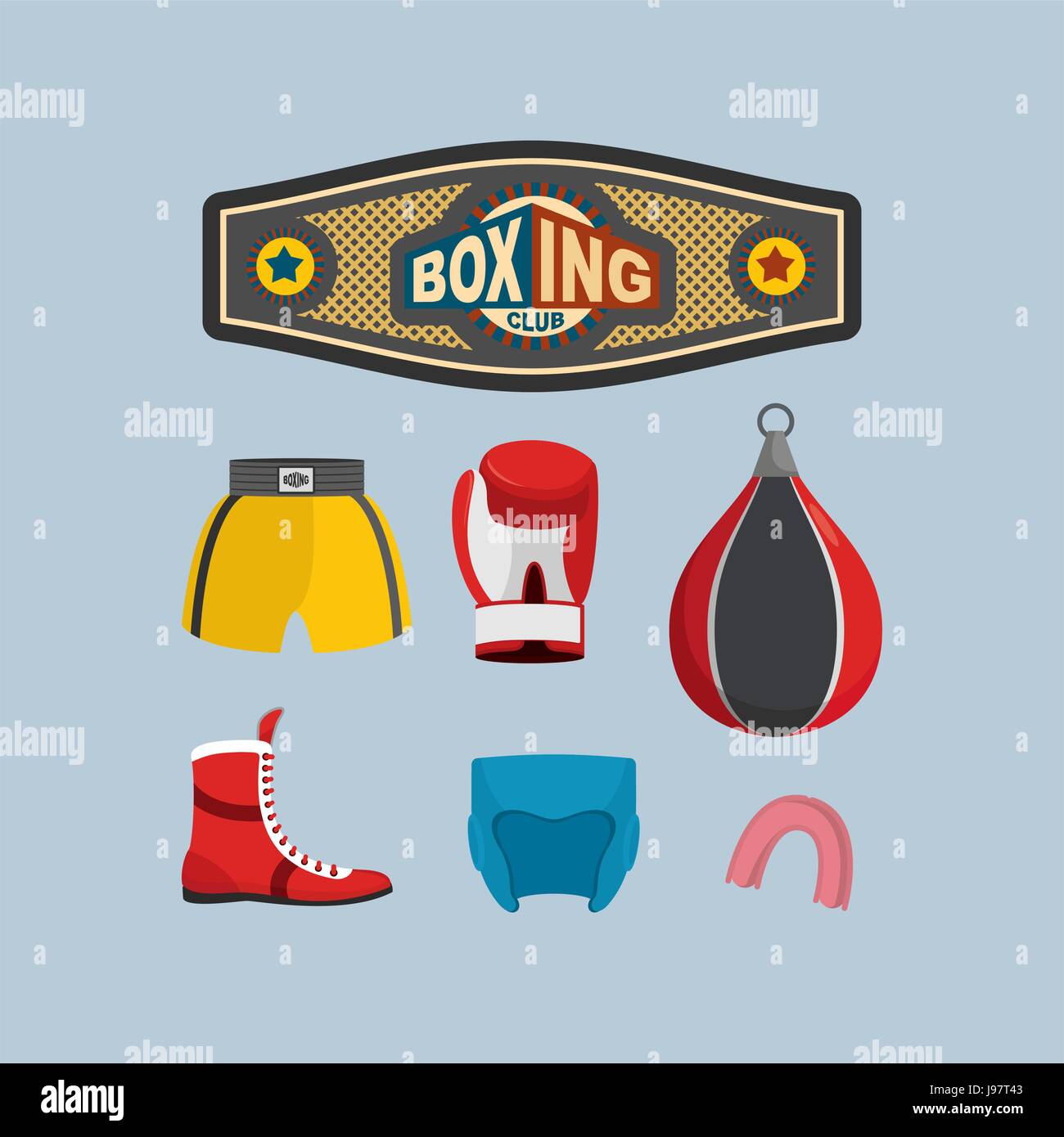 Set Boxing Icons. Boxing equipment. Vector illustration Stock Vector ...