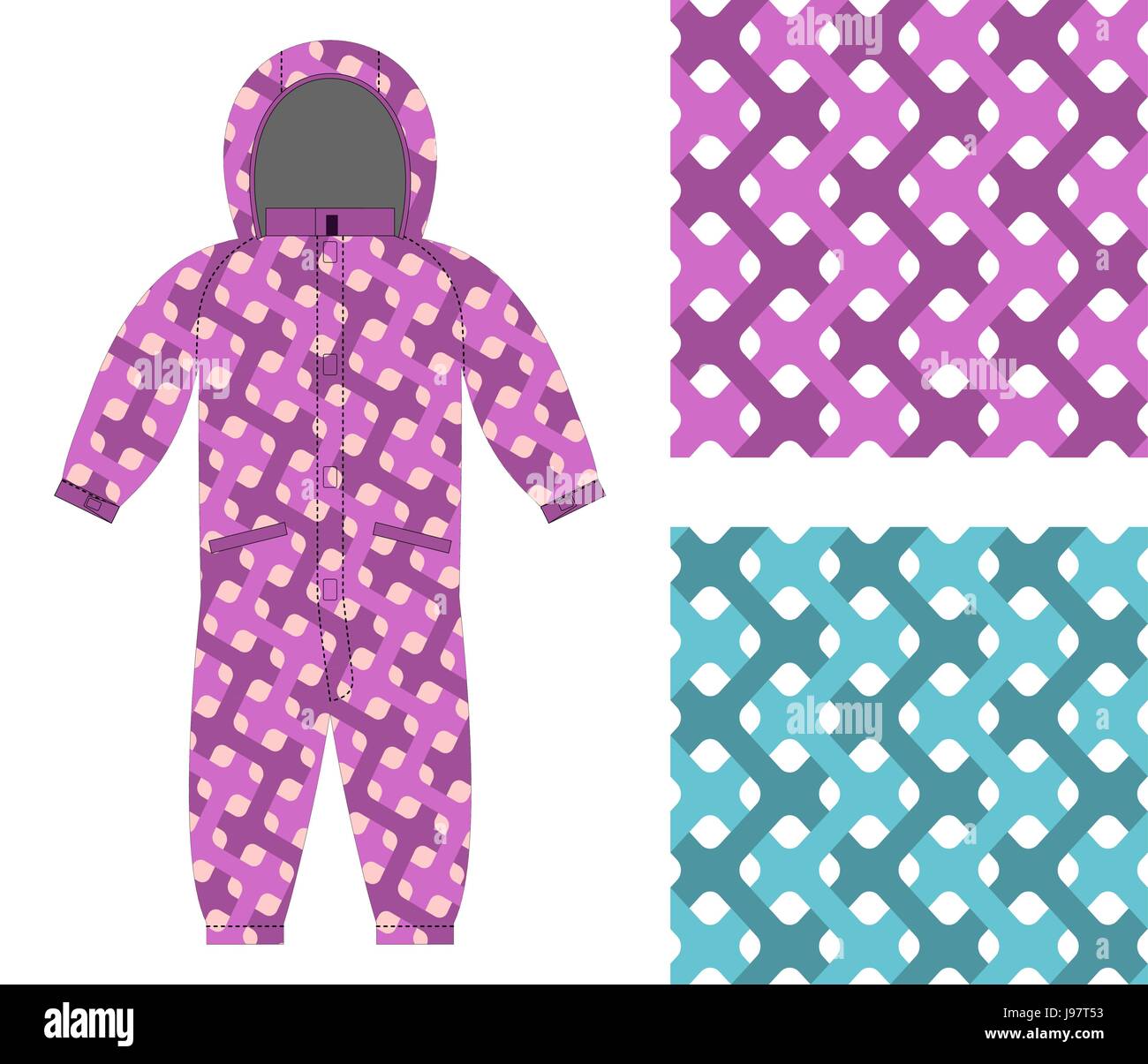 Kids overalls. Set of seamless pattern interlocking Web. Children's ...