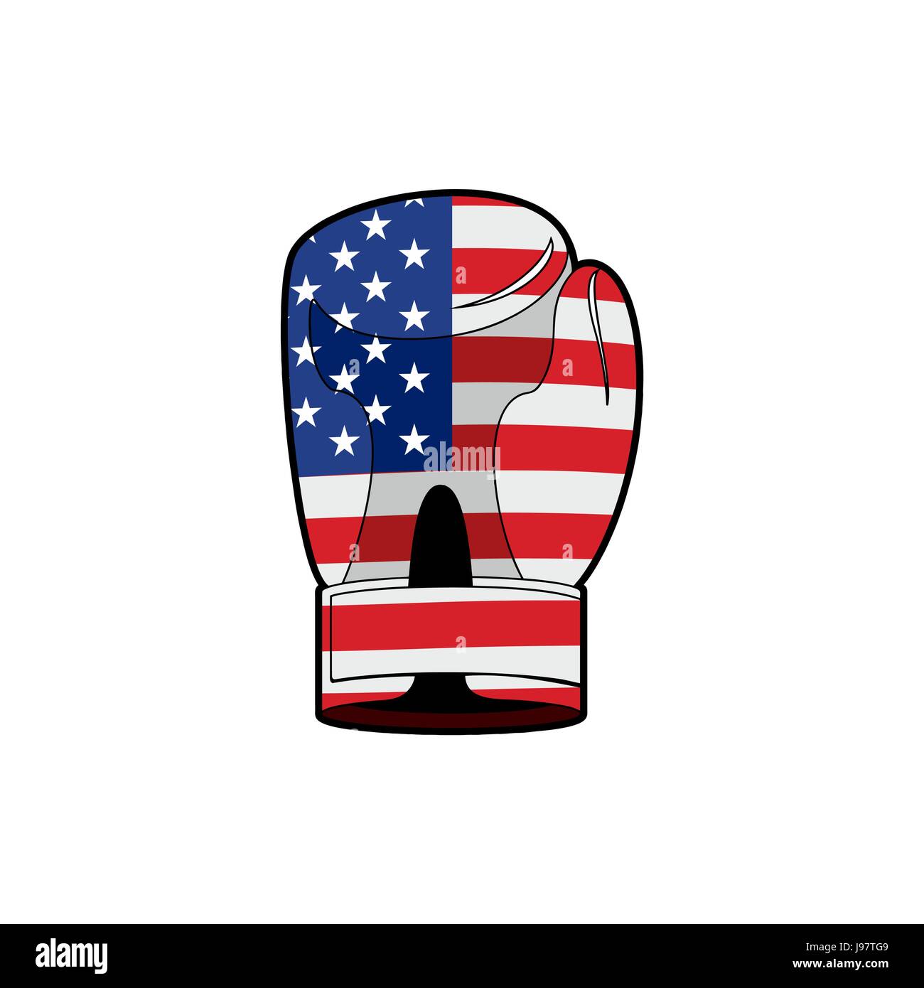 Boxing Glove with flag of USA. Sports accessory textured American flag ...