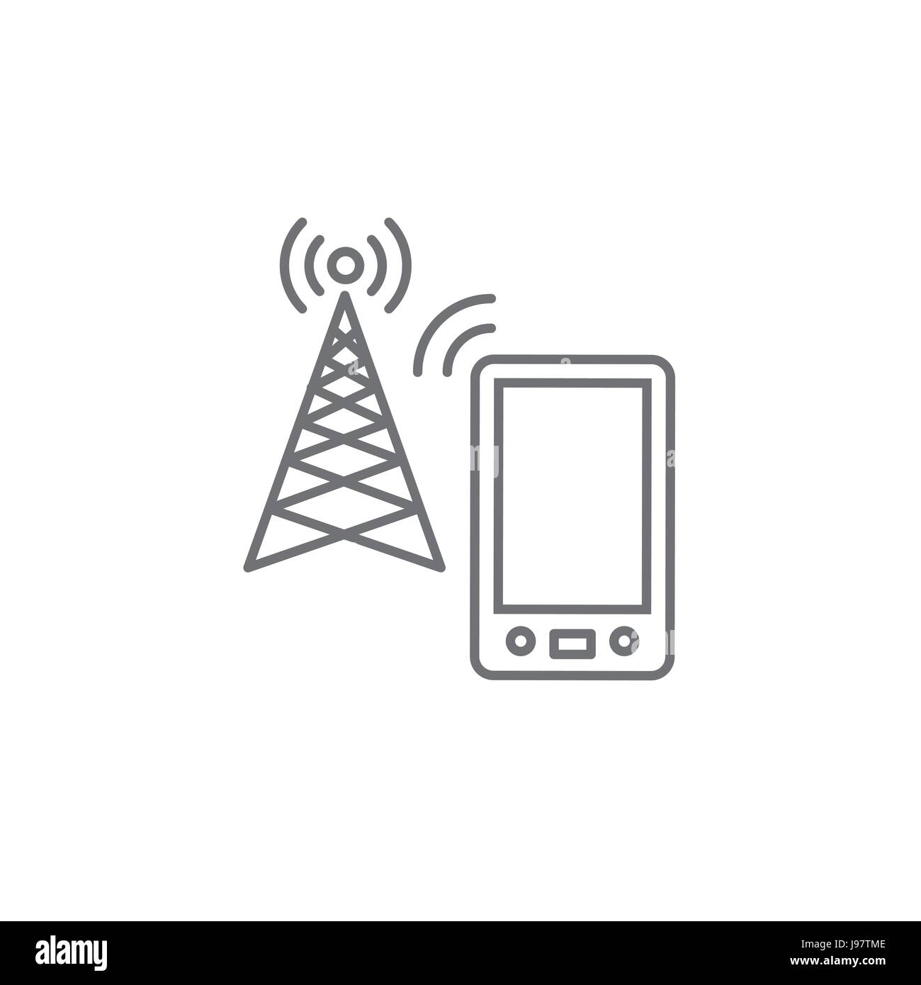 Cellphone tower icon w emitting pinging transmission waves Stock Vector ...